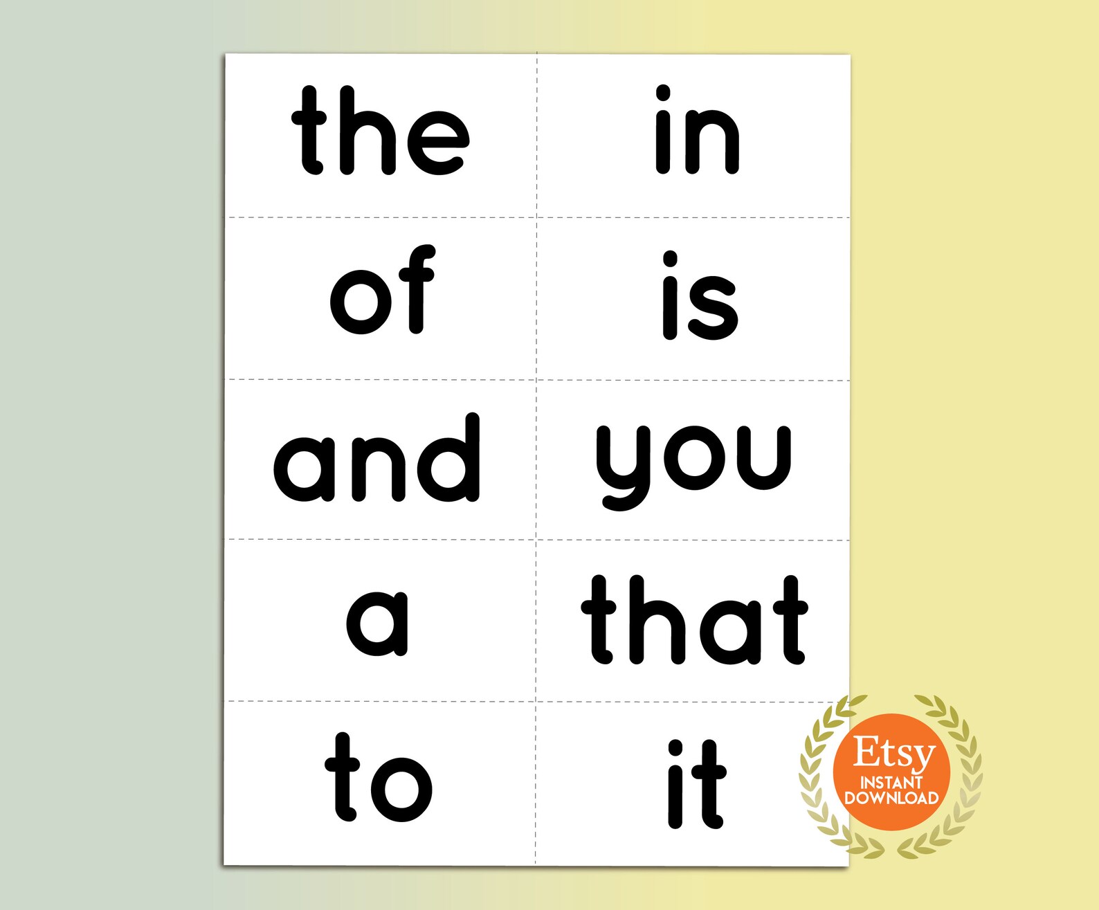 100 Printable Fry's First Hundred Sight Words, Flashcards for Prek and ...