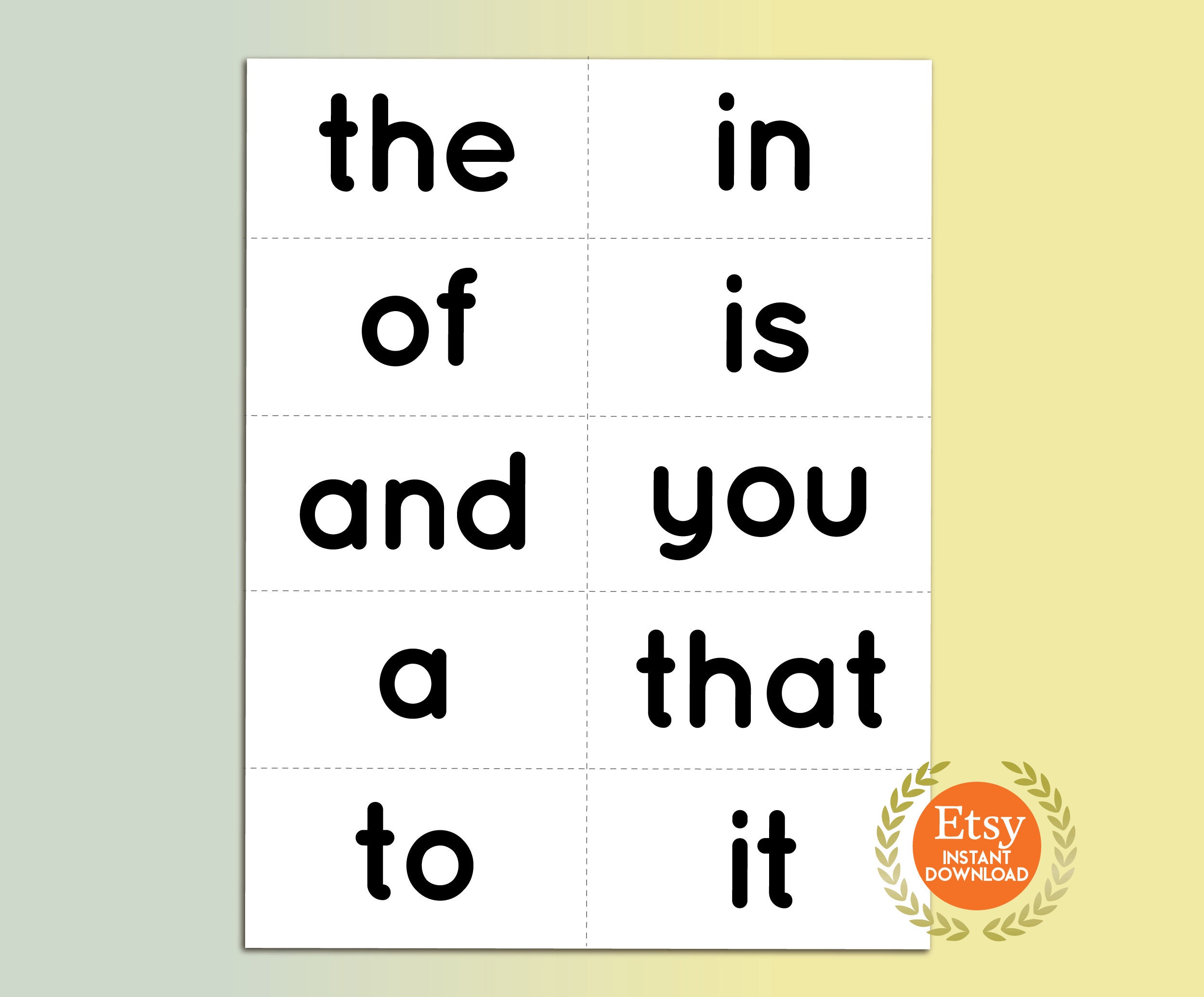 100 Printable Fry's First Hundred Sight Words, Flashcards for Prek and ...