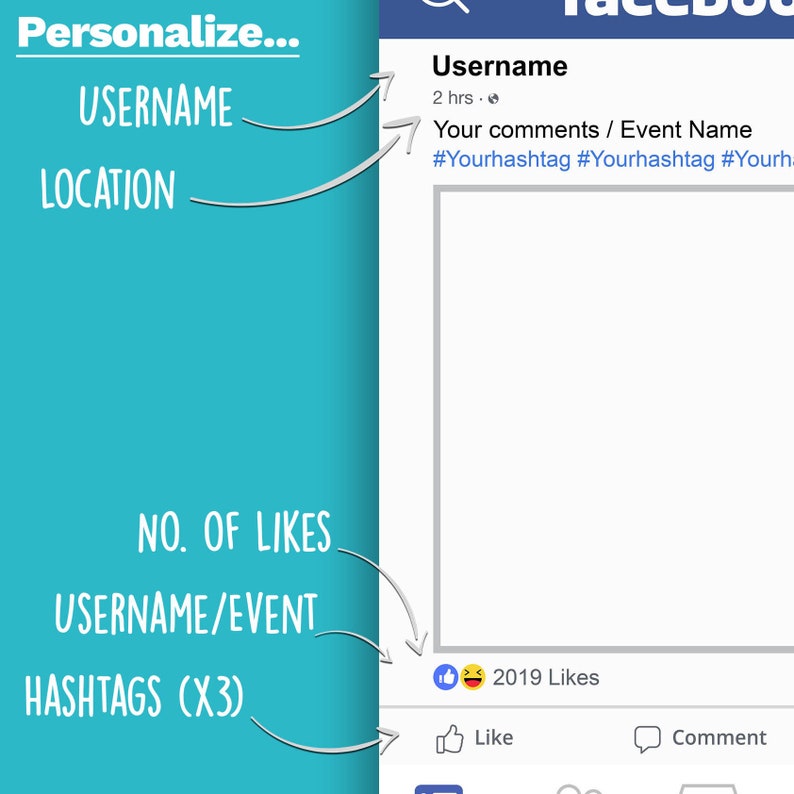 Facebook Selfie Frame Personalised Photo Booth Party Prop Etsy