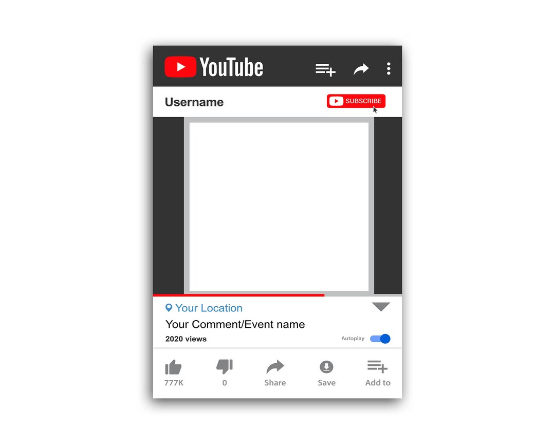 Youtube Selfie Frame Personalised Photo Booth Party Prop Etsy