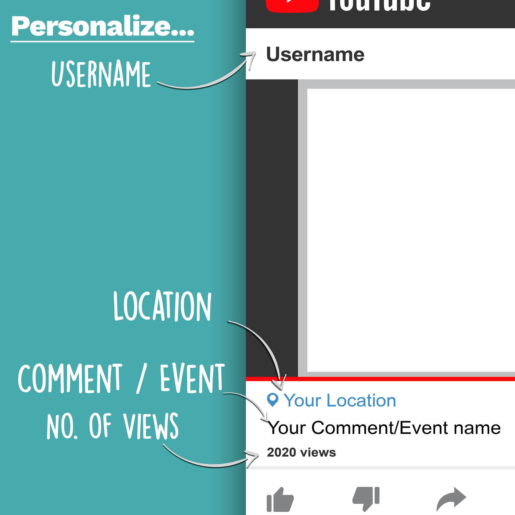 Youtube Selfie Frame Personalised Photo Booth Party Prop Etsy Canada
