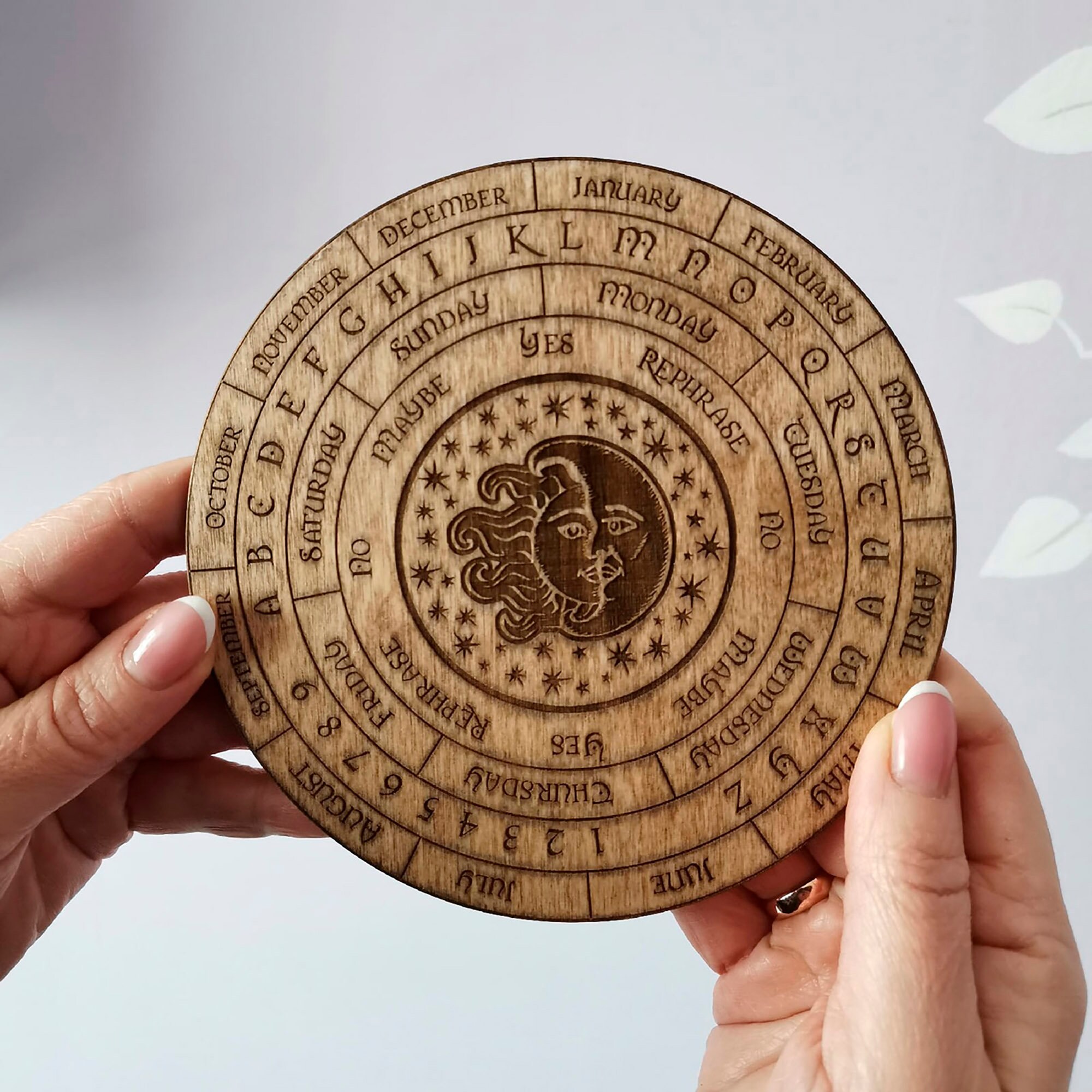 Pendulum board Wooden engraved sun and moon divination board | Etsy