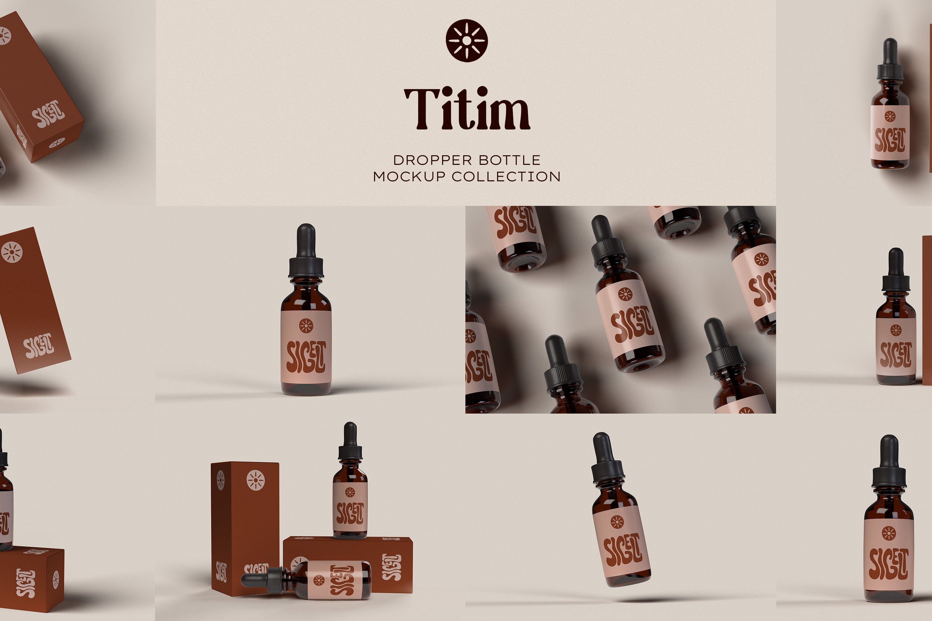 Glass Amber Dropper Bottle Mockup Collection, Beauty Cosmetics Product ...