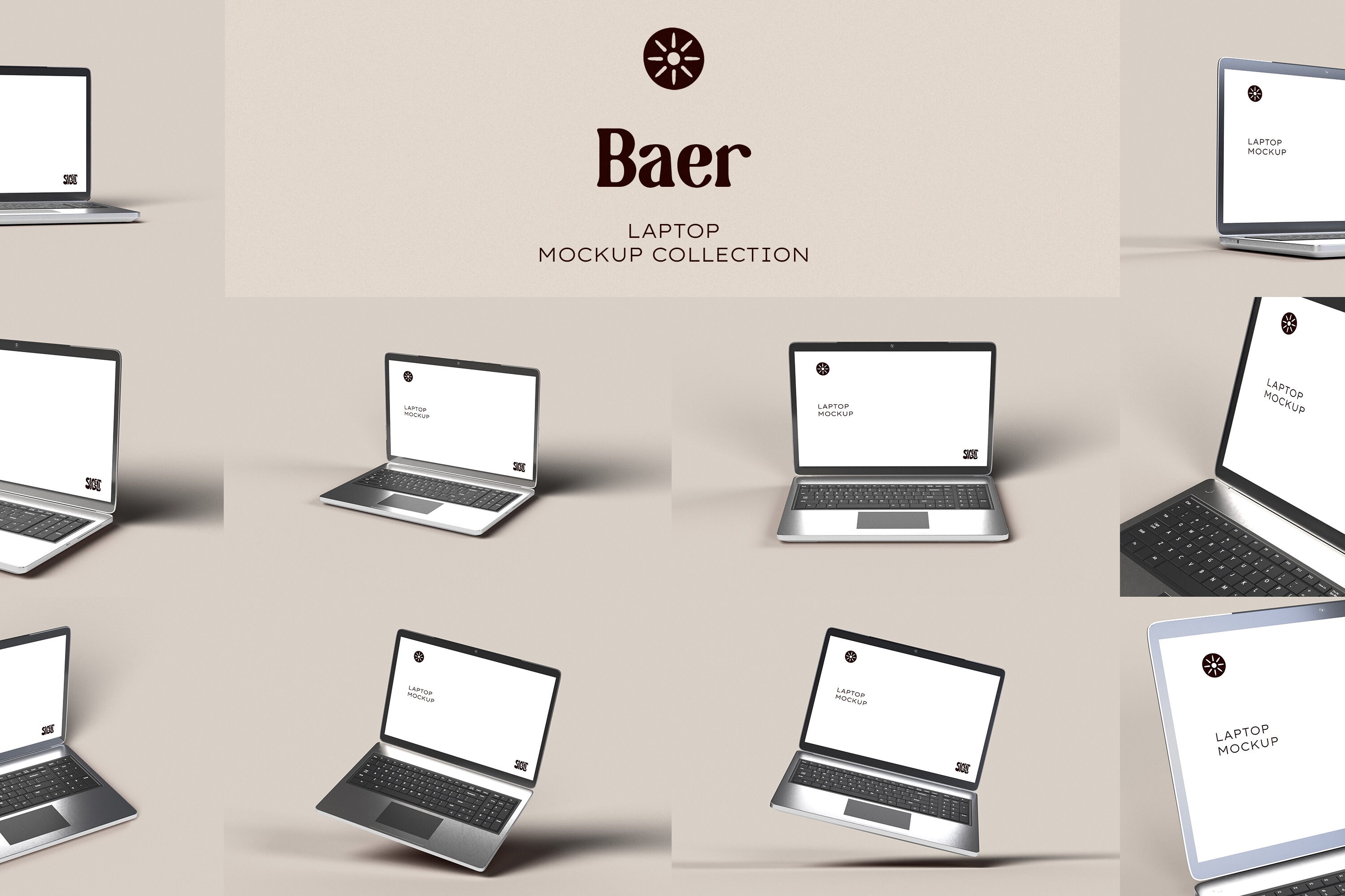 Laptop Mockup With Changeable Background and Shadow Color, Customizable ...