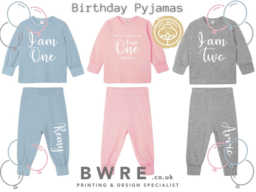 I Am One Bespoke First Birthday Pj's (100% Organic Cotton) | 1st ...