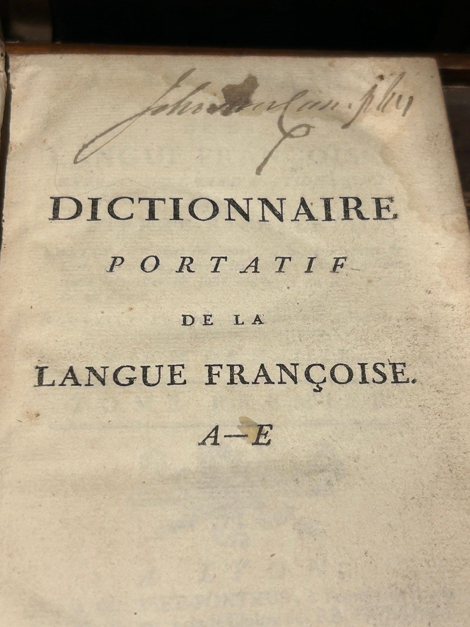 French Dictionary Vol 1 From 1780 Rare Book Dictionnaire Portatif ...