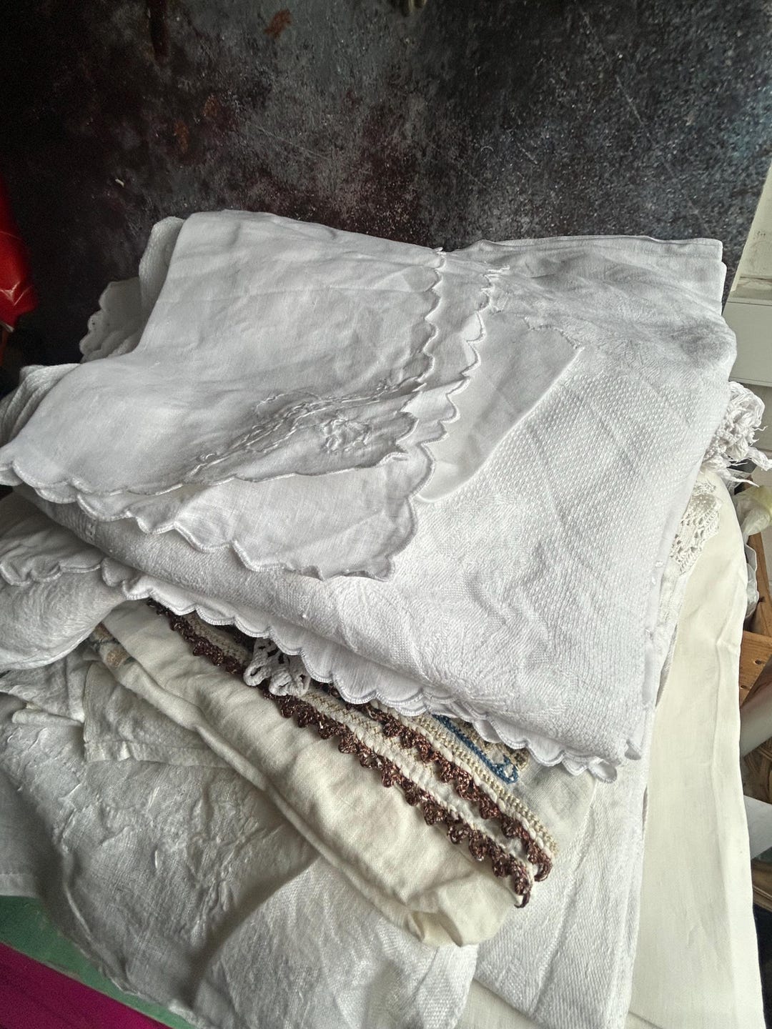 Vintage Linen Monograms Lot: Victorian, Edwardian Embroidery, Lace ...