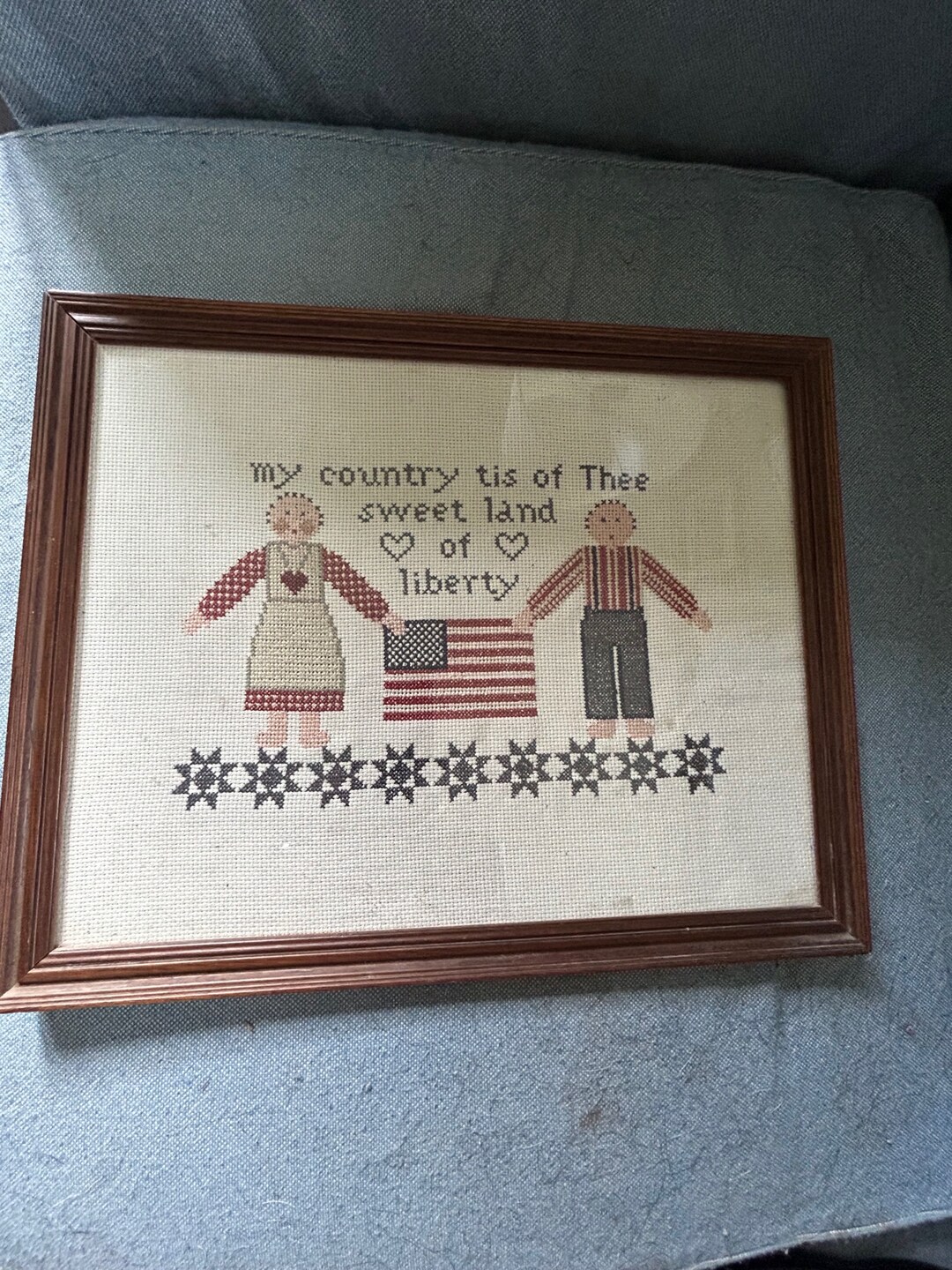 Vintage Needlepoint American Flag Stars and Stripes, Americana, Folk ...