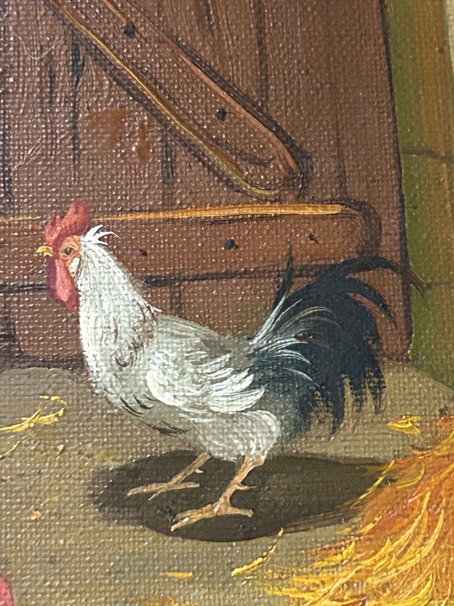 Vintage Antique Original Hen Chicken Oil Painting Barn - Etsy