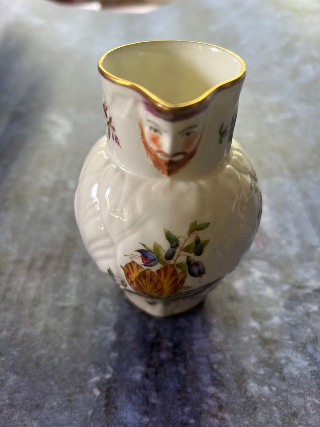 Vintage Royal Worcester Floral Jug: Man With Beard, C51 Collector - Etsy