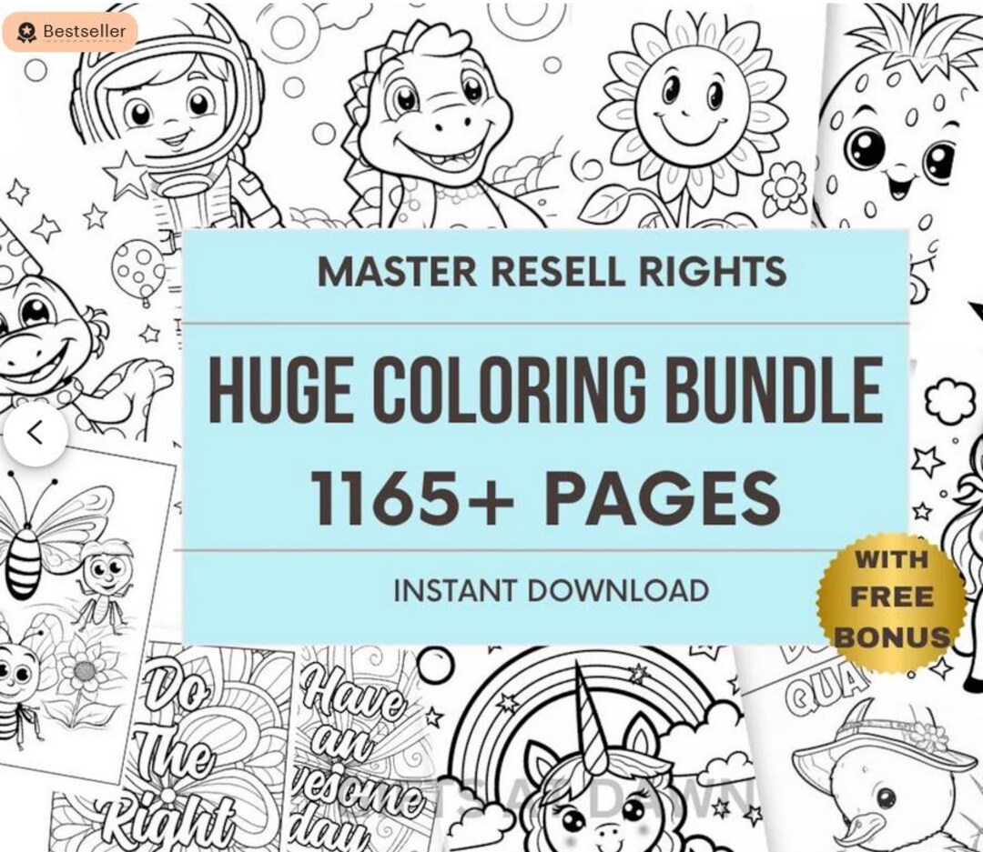 MRR Huge Coloring Pages Bundle, 1165 Printable Pages, Master Resell ...