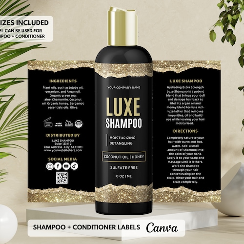 Shampoo & Conditioner Label Template - Etsy