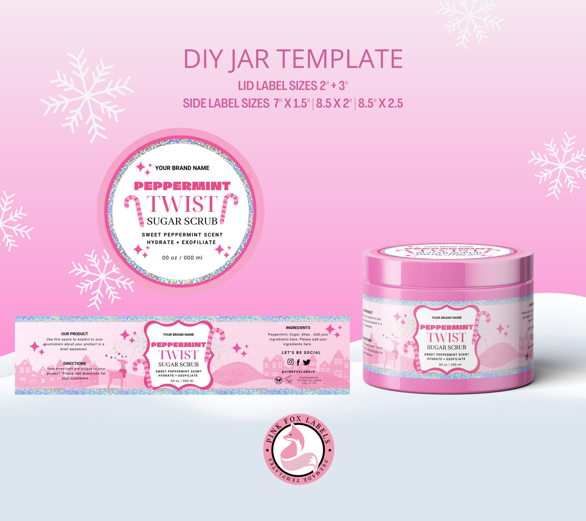 Diy Body Scrub Label Sugar Scrub Label Peppermint Christmas Etsy