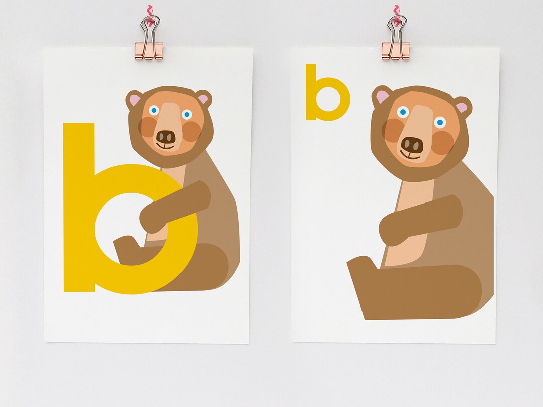Alphabet Print Letter B Nursery Print Bear A-z - Etsy
