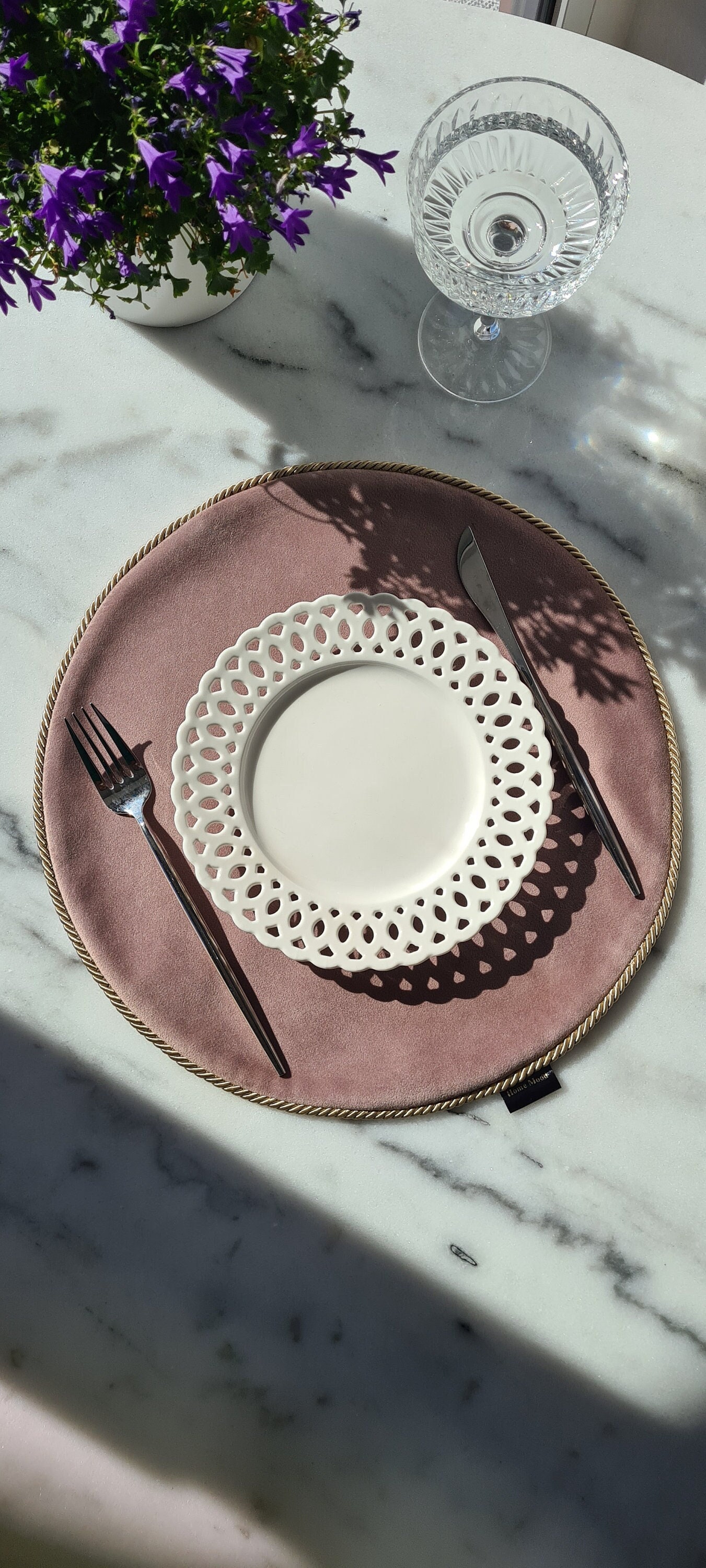 Pink Velvet Round Placemats Set of 4, Dusty Rose Placemat Set of 4 ...