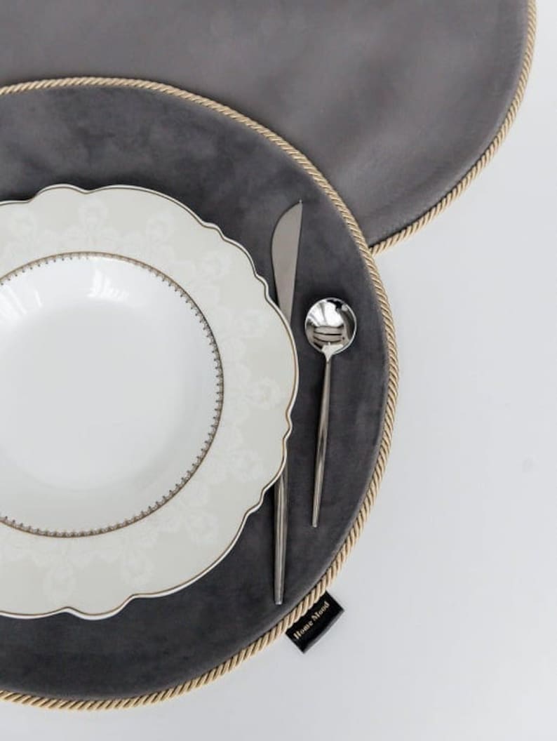 Grey Velvet Round Placemats Placemats Set of 4 Table Mats - Etsy UK