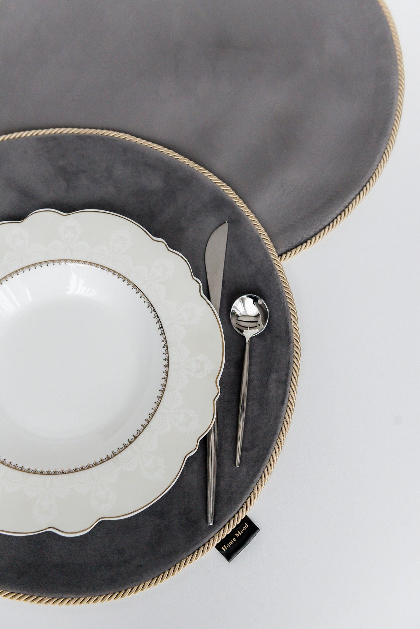 Grey Velvet Round Placemats Placemats Set of 6 Housewarming - Etsy