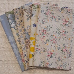 Fat Quarter Bundle Vintage & Upcycled Sheets Blue, Yellow and Pink ...