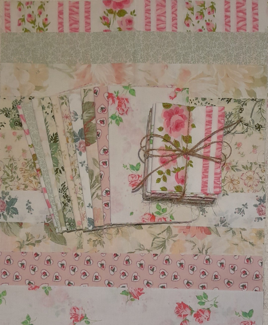 Fat Quarter Bundle of Vintage & Upcycled Sheets in Shades of Pink and ...