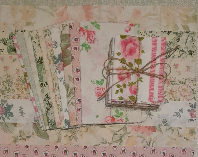 Fat Quarter Bundle of Vintage & Upcycled Sheets in Shades of Peach and ...