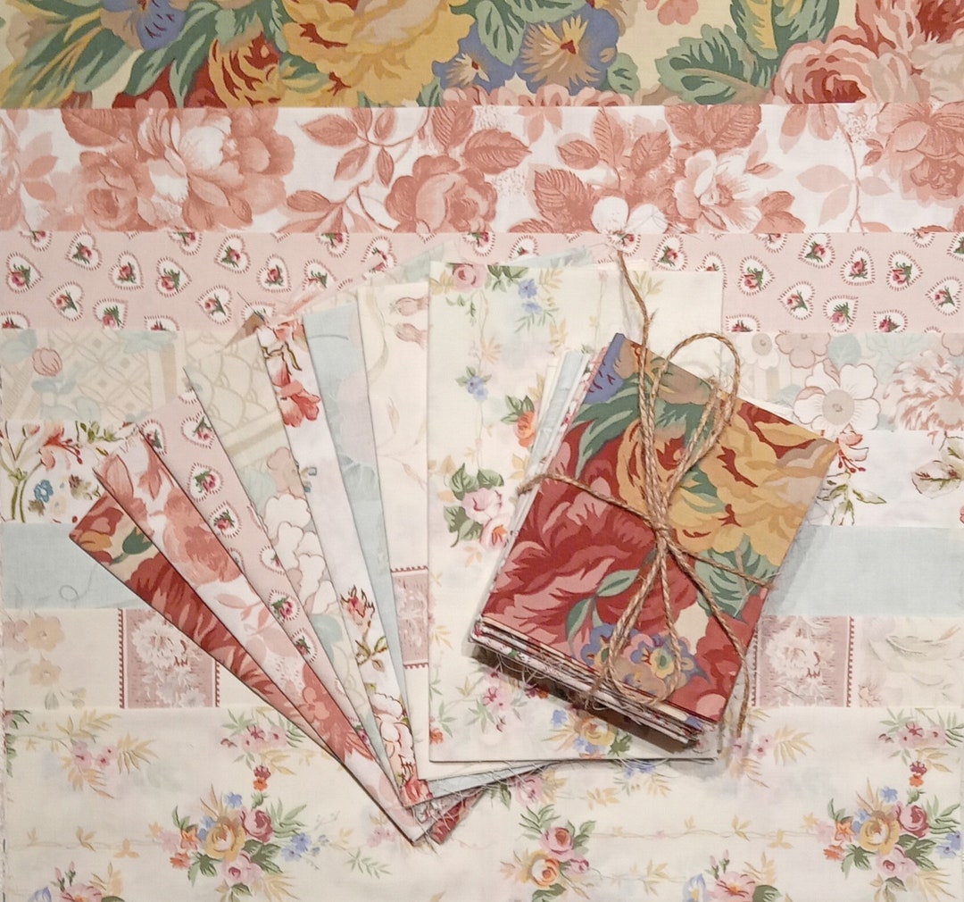 Fat Quarter Bundle of Vintage & Upcycled Sheets in Cherry Reds, Pinks ...