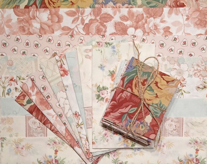 Fat Quarter Bundle of Vintage & Upcycled Sheets in Shades of Peach and ...