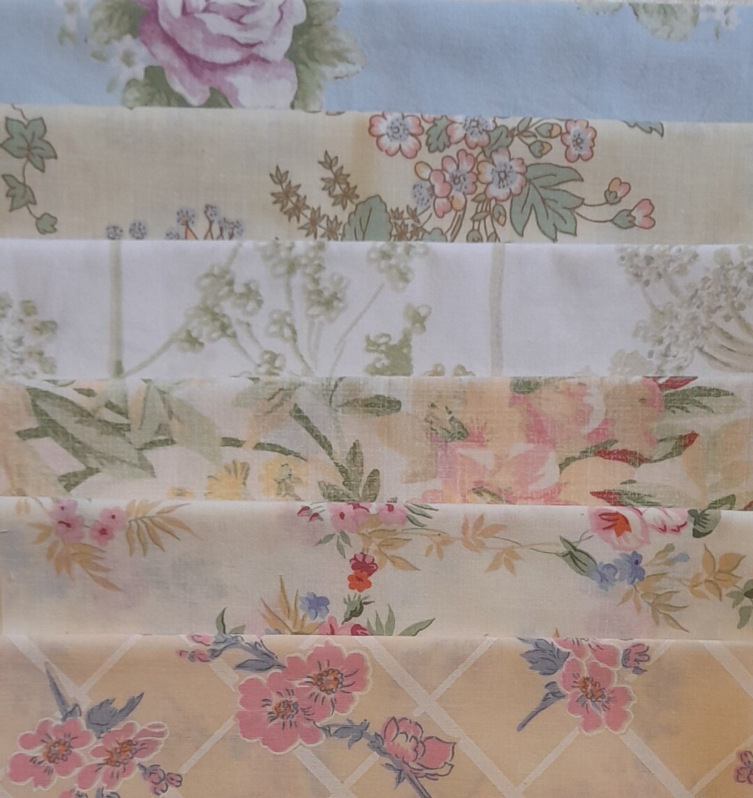 Fat Quarter Bundle of Vintage & Upcycled Sheets Shabby Chic Floral ...