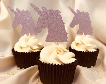 Unicorn Cupcake Toppers set of 12-glitter-birthday-wedding-baby Shower ...