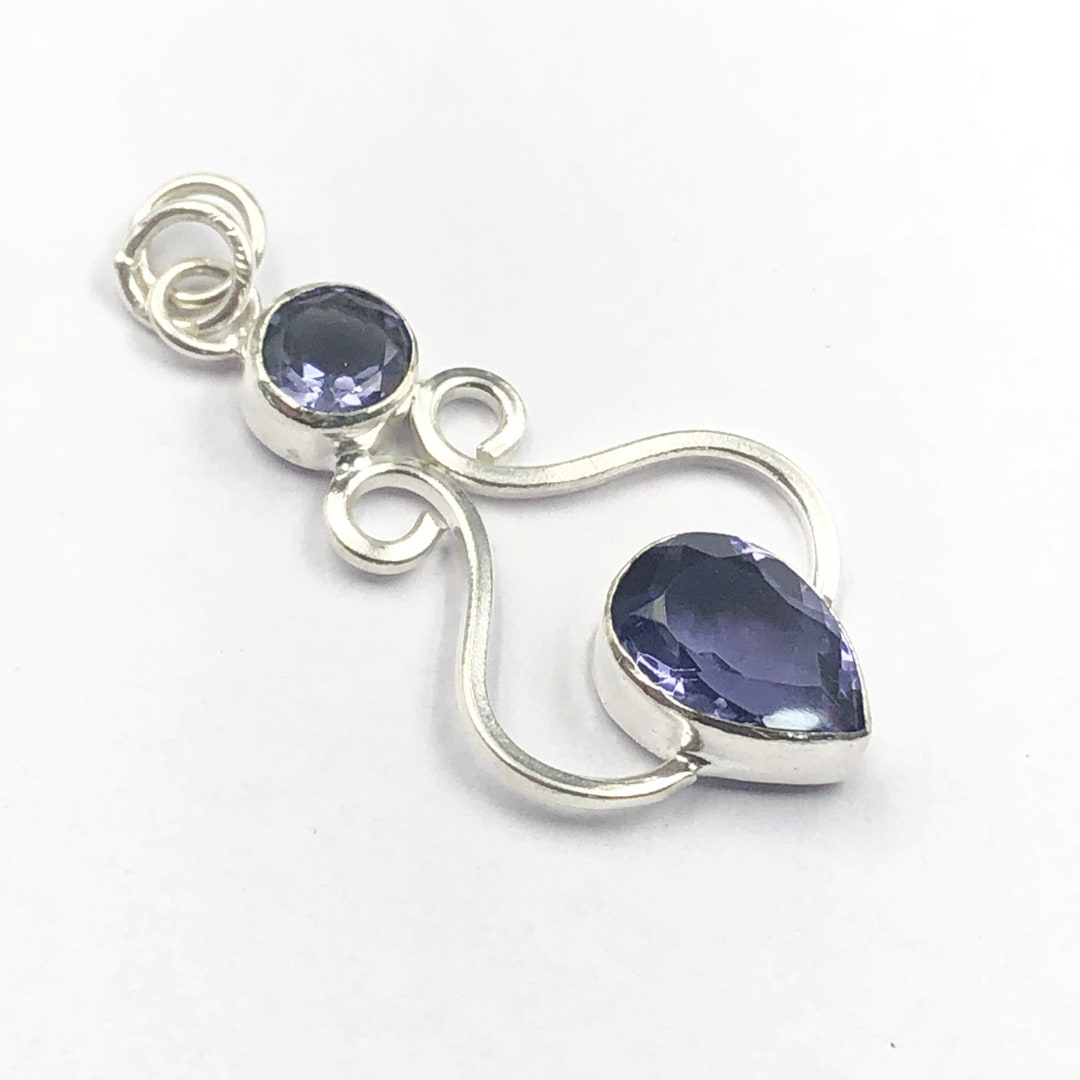 Faceted Iolite Gemstone Pendant 925 Sterling Silver Jewelry - Etsy