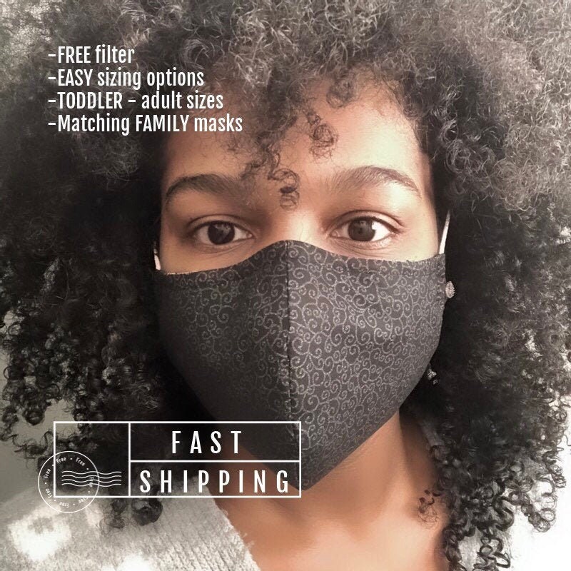 Over the Head Strap Mask/ No Fog on Glasses/ Filter Pockets/ Size ...