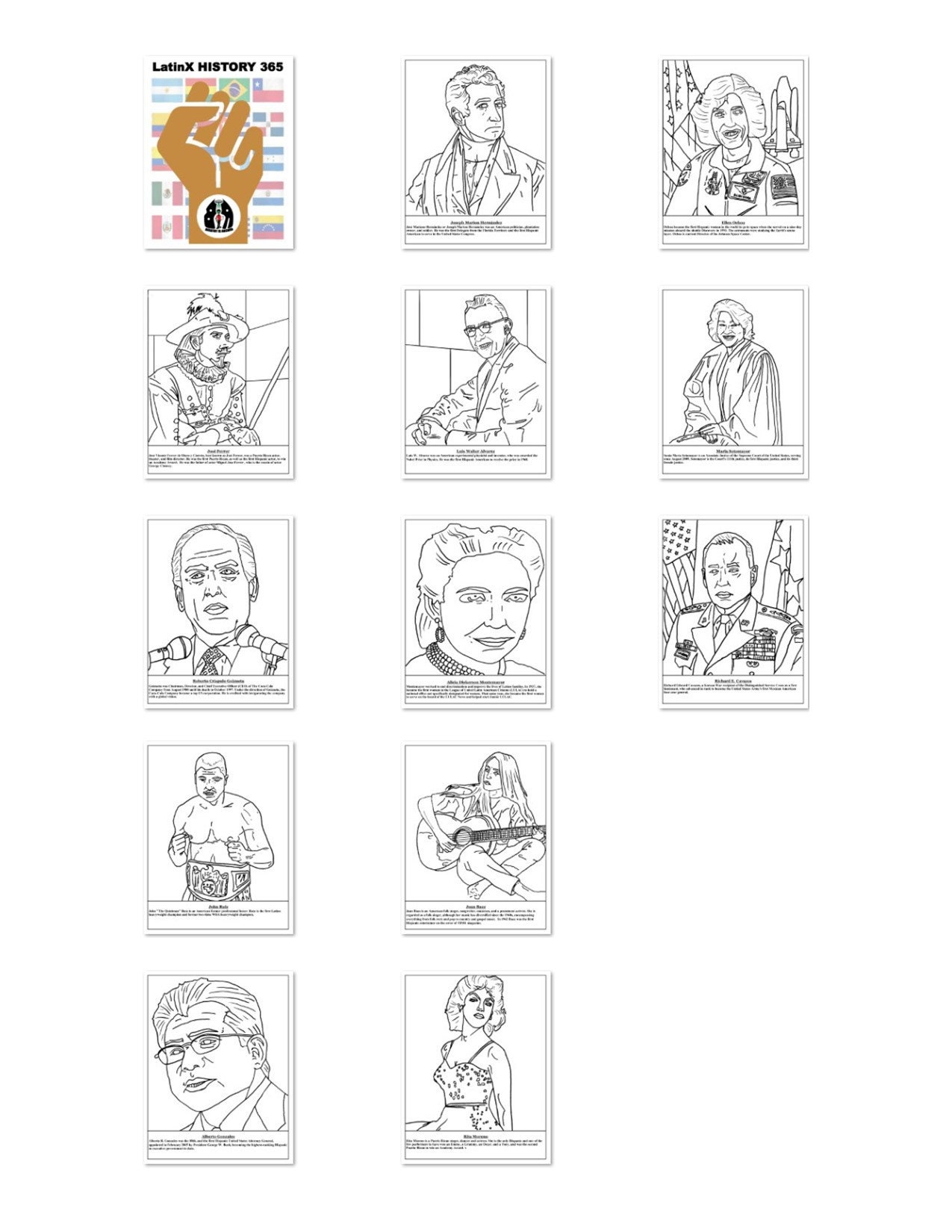 Latinx History 365 Coloring Book for Kids Download - Etsy