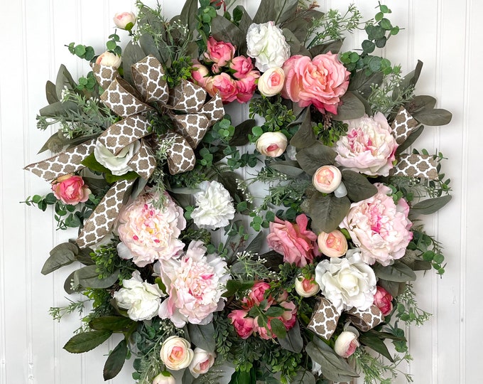 Extra Large Spring Wreath for Front Door, Large Summer Door Wreath ...