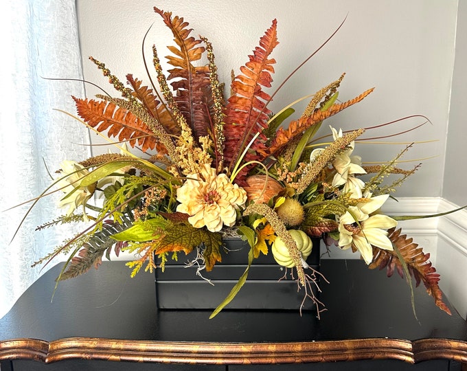 Fall Table Arrangement, Fall Floral Arrangement, Autumn Ferns Table ...