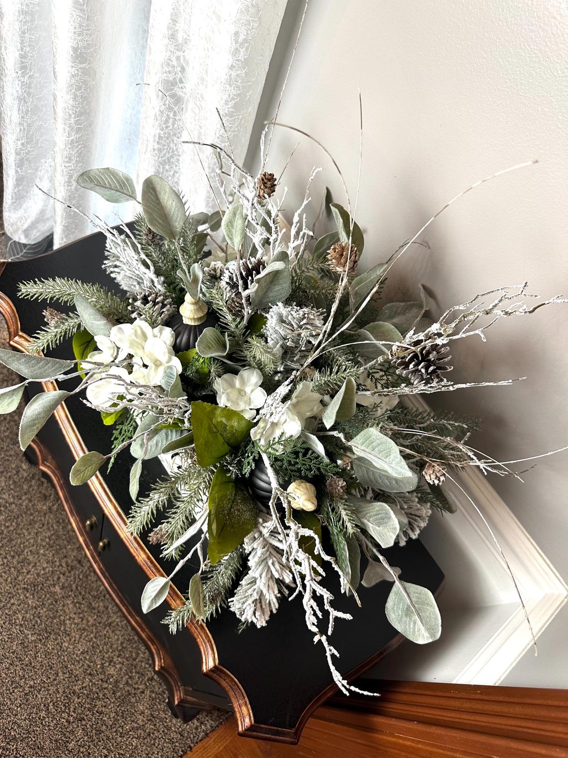 Christmas Centerpiece Winter Floral Arrangement Holiday Table ...