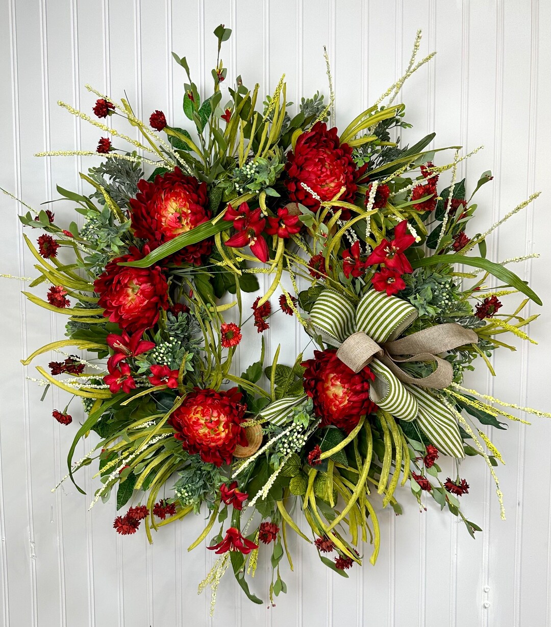 Large Spring Wreath for Front Door, Large Red Peony Summer Door Wreath ...