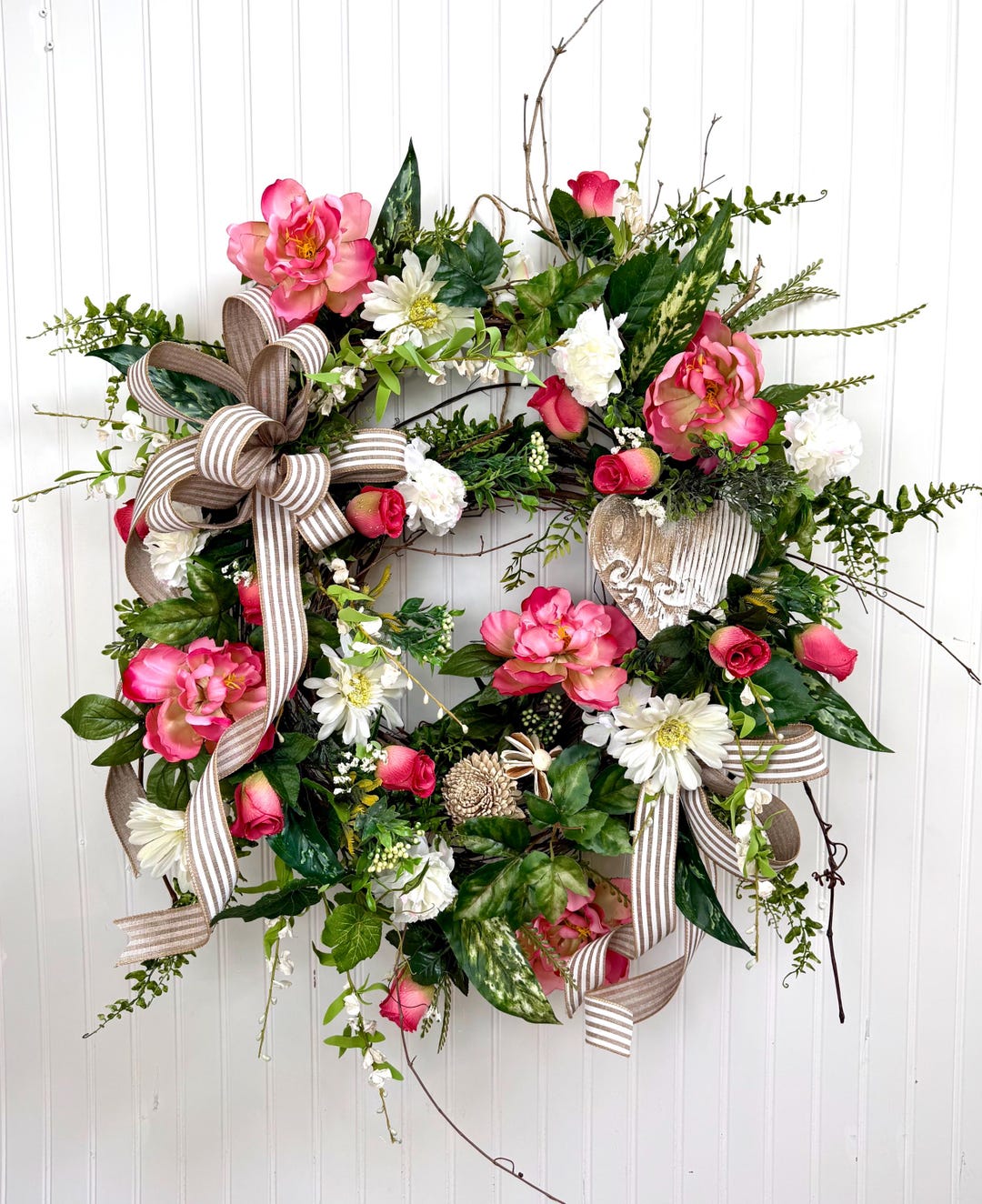 Large Spring Wreath for Front Door Decor Roses Elegant Wreath Gift for ...