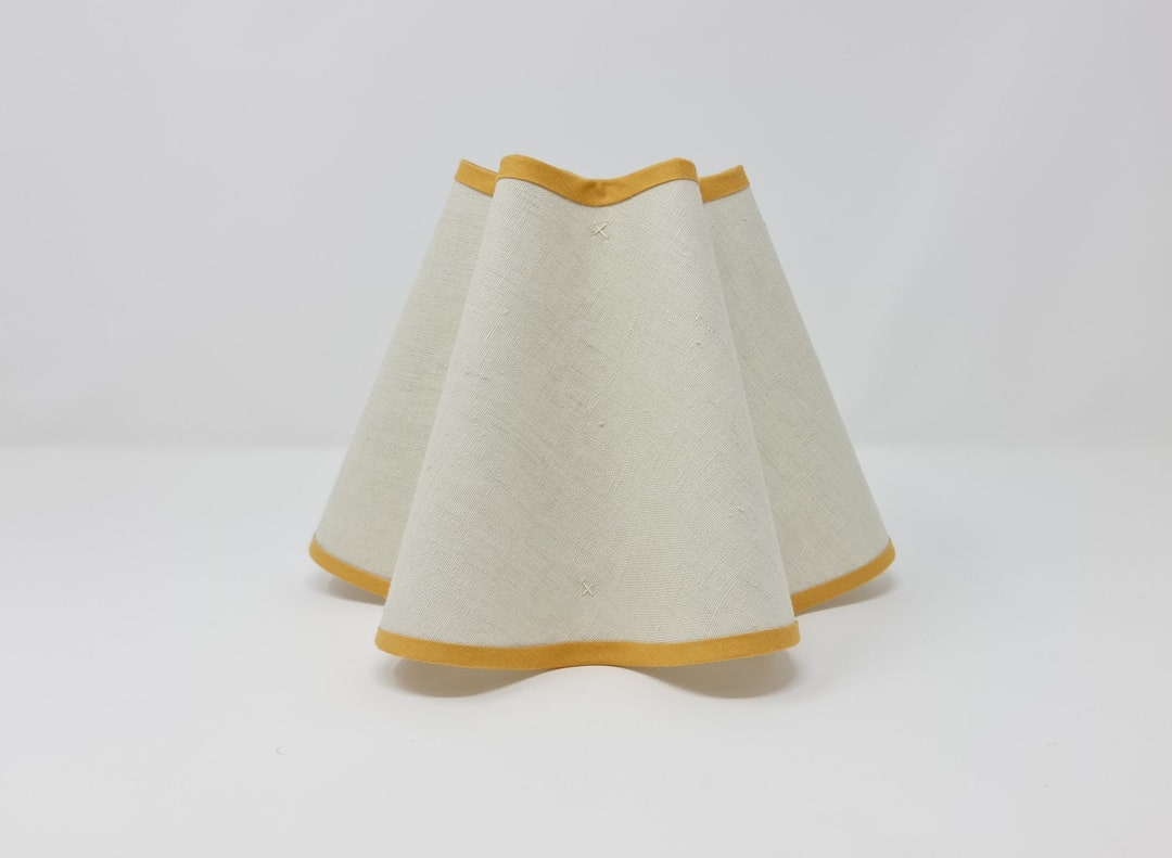 LINEN LAMPSHADE WAVY Natural Flat Bottom Clip on Light - Etsy