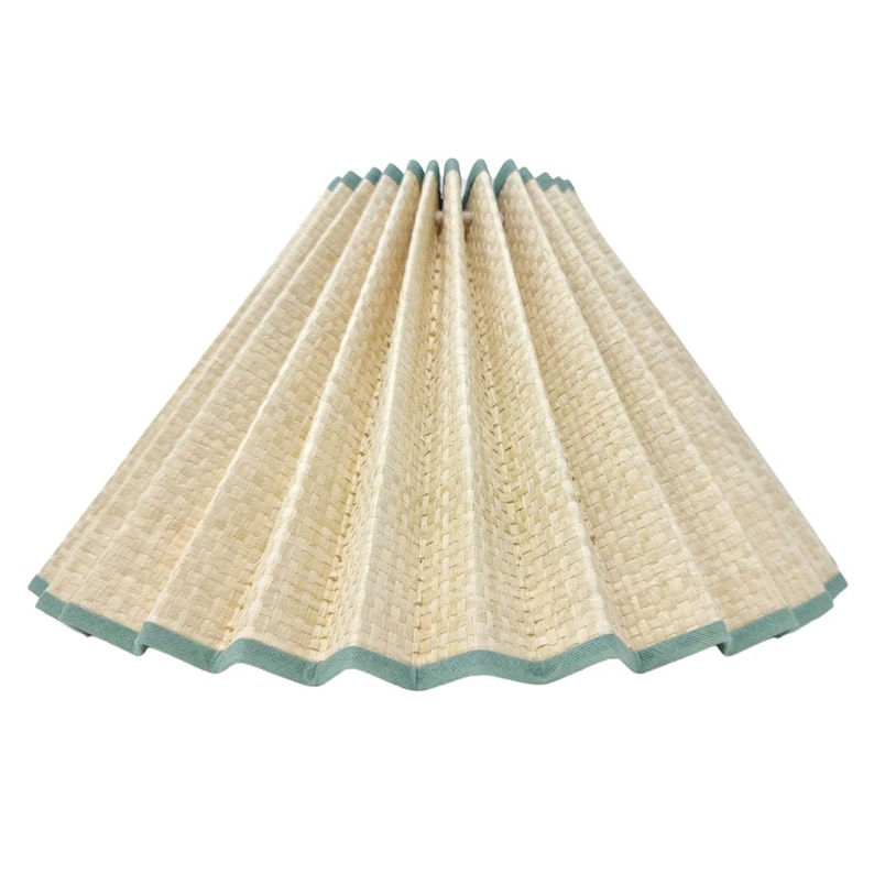 RAFFIA LAMPSHADE - Raffia - PLEATED - Natural - Flat Bottom - Lamp or ...