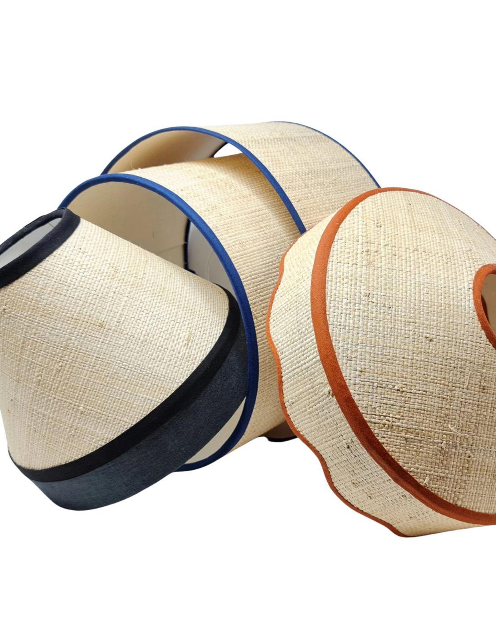 RAFFIA LAMPSHADE - Carasol Shade With Scallop Belt - Tapered - Natural ...