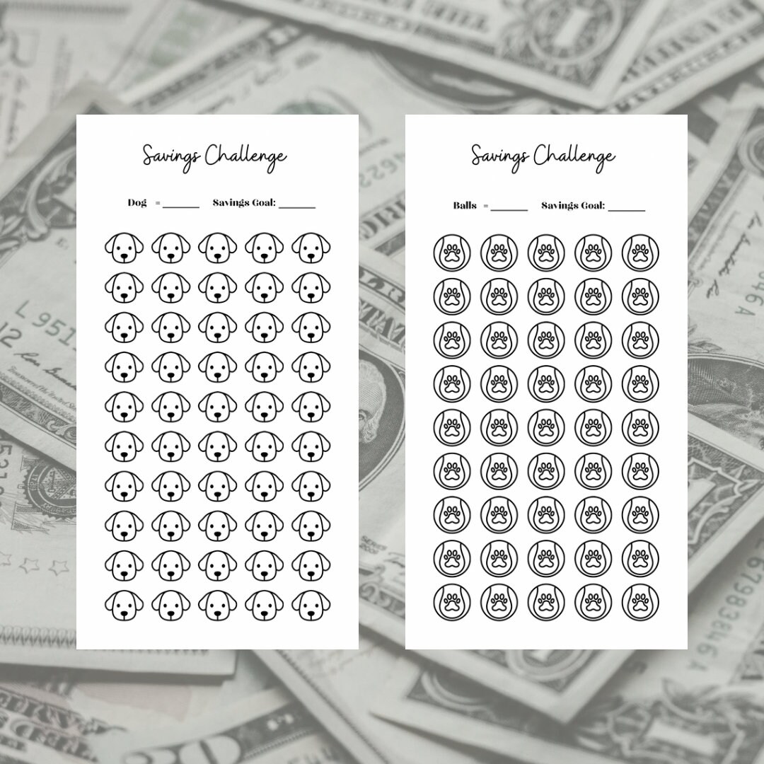 Dog Aesthetic Savings Challange Sheet and A6 Cash Envelopes Set - Etsy