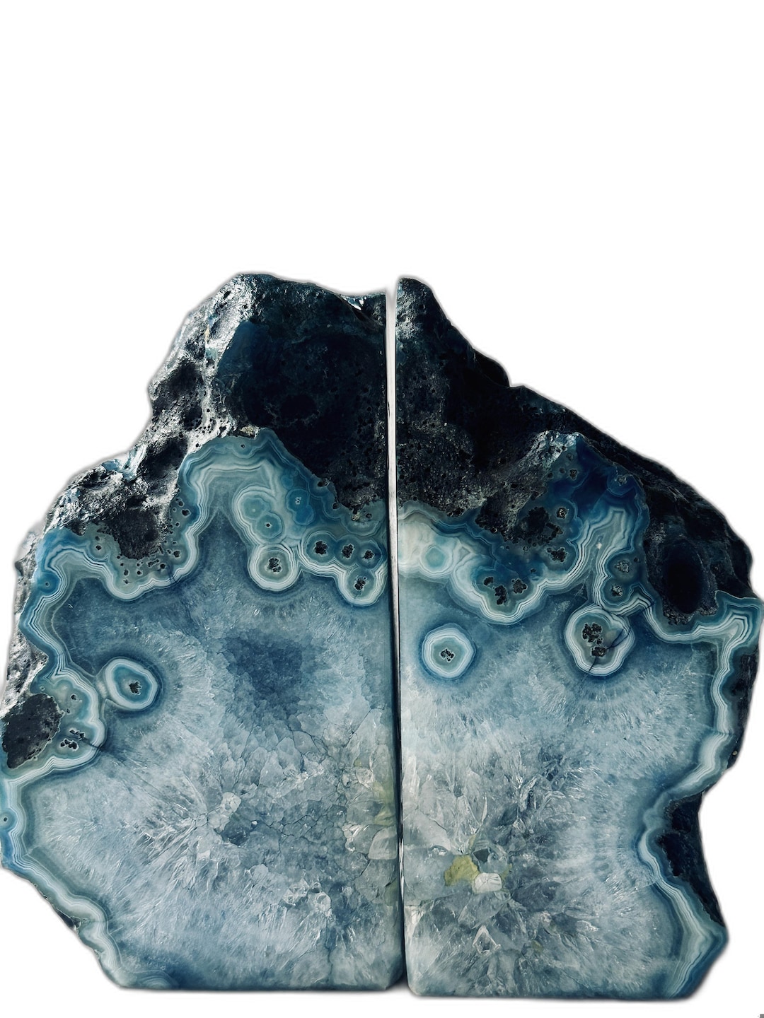 Green Agate Bookend Pair, 4 Lb Geode Bookend, Home Décor, Crystal and ...