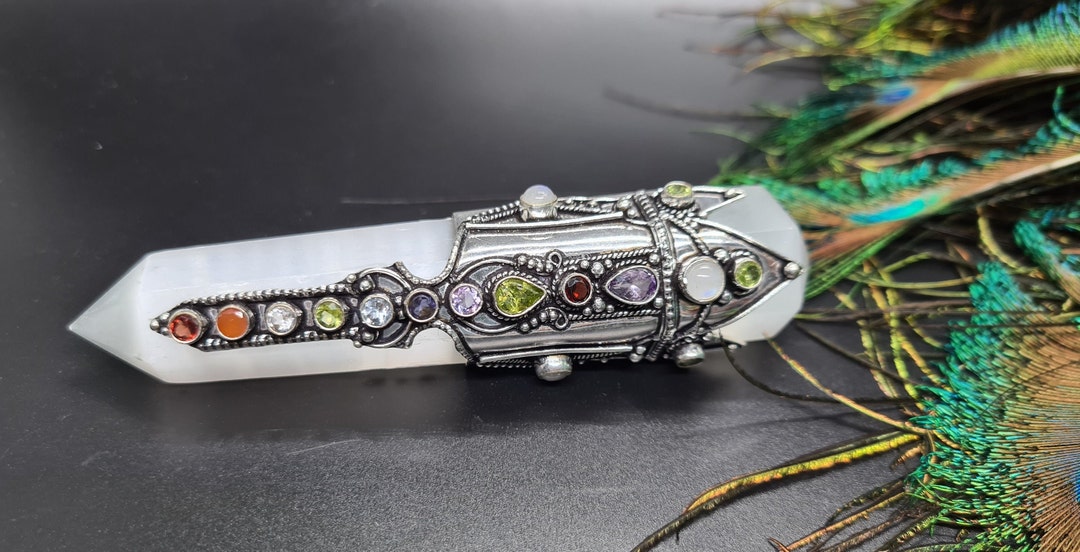 Seven Chakra Reiki Healing Double Terminated Wandnatural Gemstone Wand ...