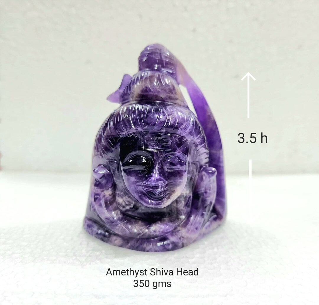 Amethyst Shiva Head Statue, Hand Carved Crystal God Idol - Etsy