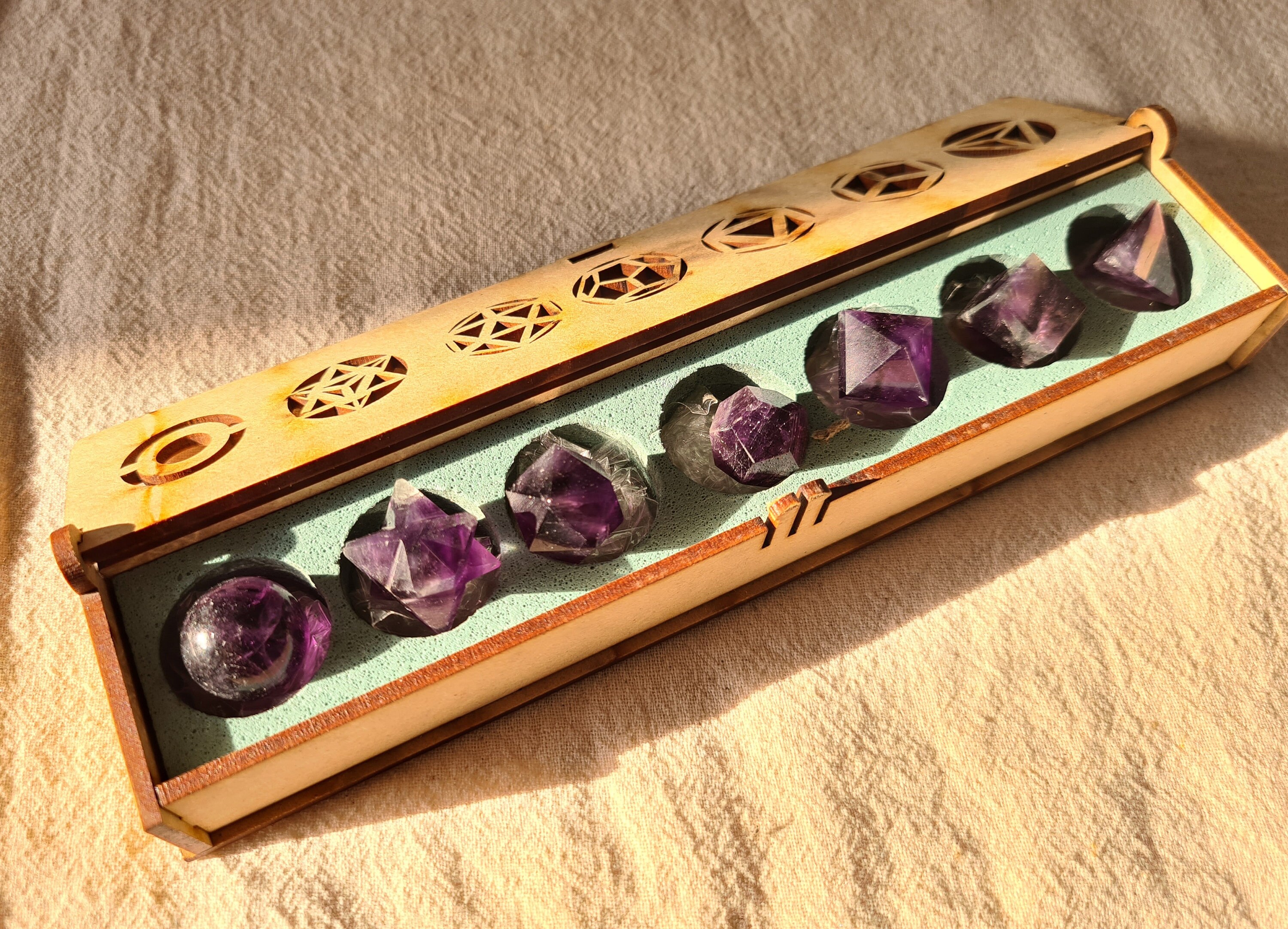 Amethyst Sacred Geometry Set | Natural Crystal Quartz Shapes - Etsy