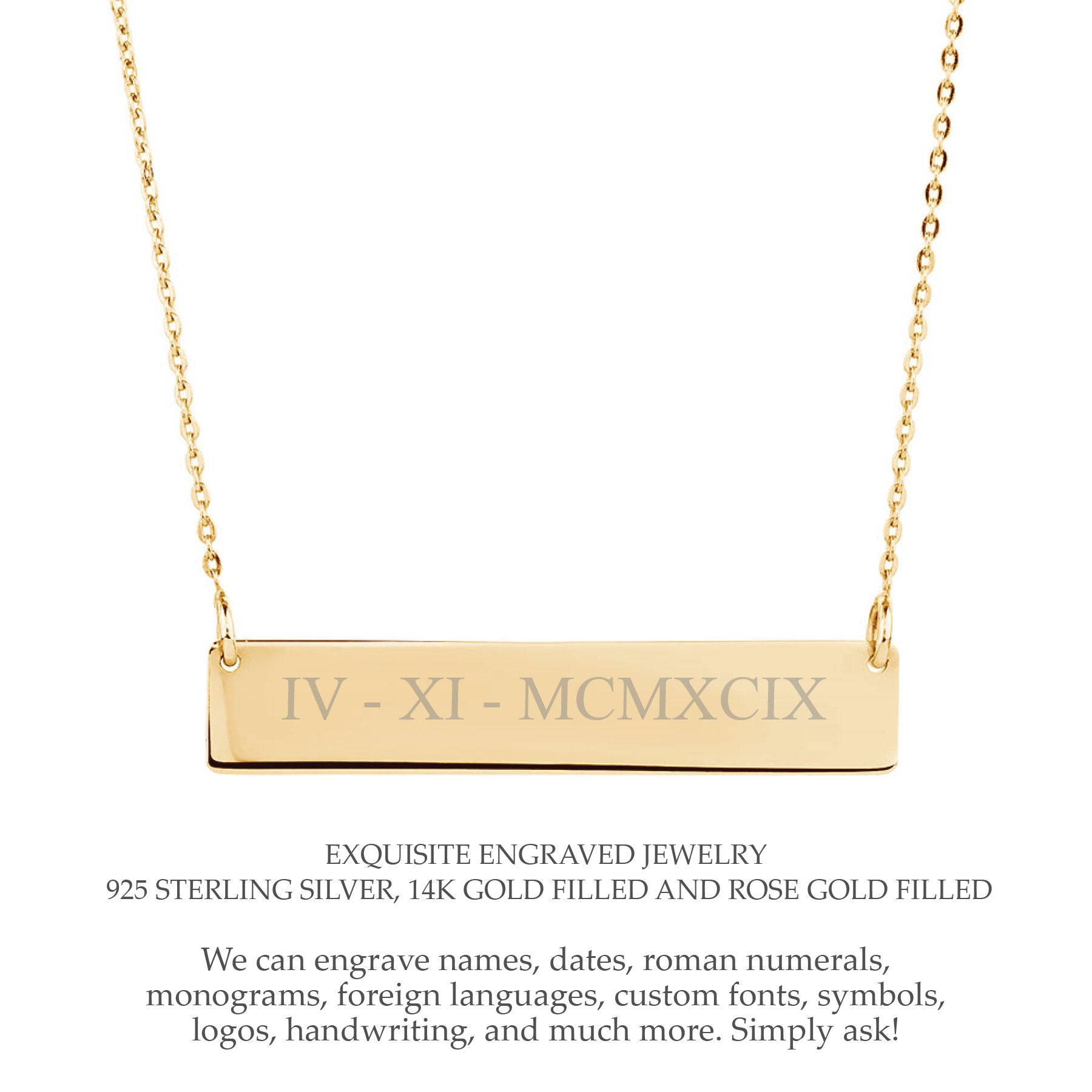 Roman Numeral Necklace Personalized Necklace Engraved | Etsy