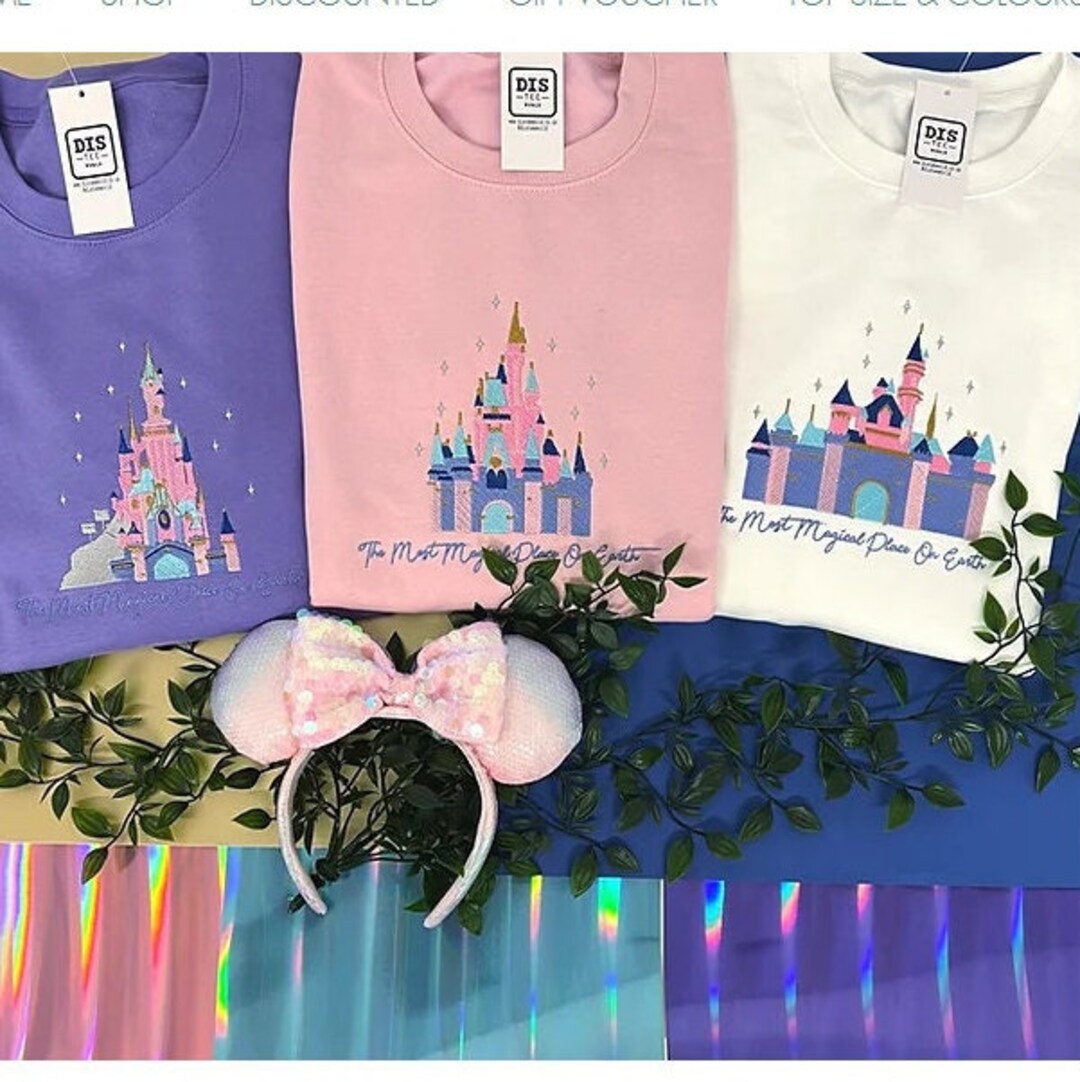Castle Collection Theme Park WDW, DLP & DLR Embroidered T-shirt ...