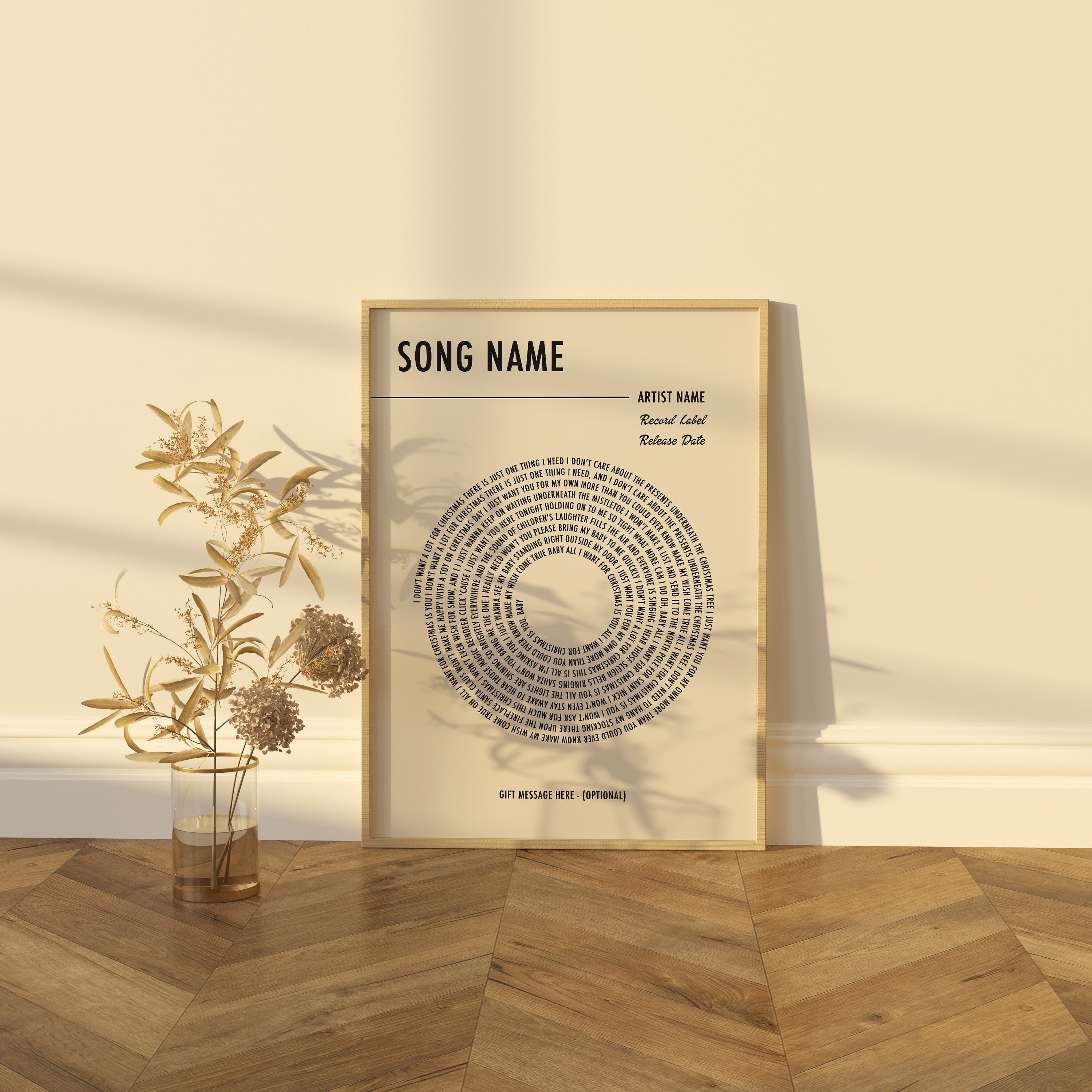 Custom Song Lyrics Poster, Personalized Vinyl Record Print for Music ...