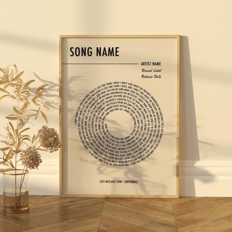 Song Lyric Print Song Lyrics Print Song Lyric Prints Custom Song Lyrics ...