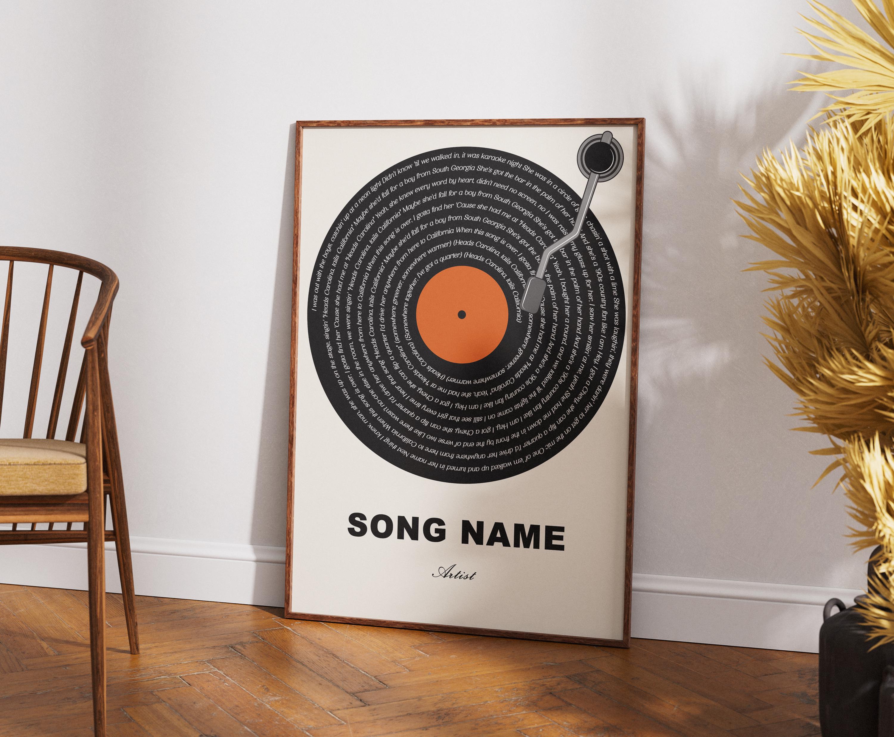 Custom Song Record Poster Print Personalized Music Vinyl Wall Art ...