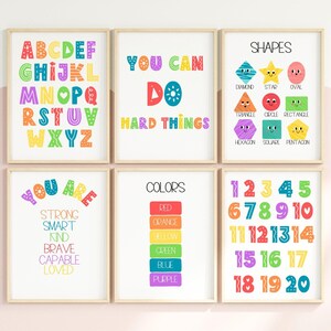 Set of 8 Educational Posters, Homeschool Prints, Kids Room Wall Art ...